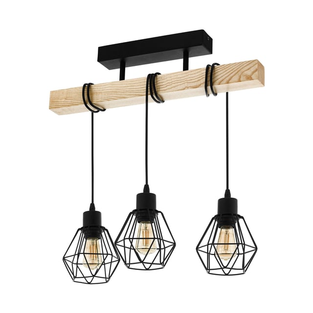 Eglo TOWNSHEND 5 Pendelleuchte 3-flammig, E27 dimmbar, schwarz/braun ...