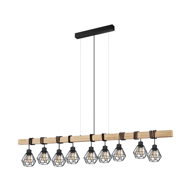 Eglo TOWNSHEND 5 Pendelleuchte 9-flammig, E27 dimmbar, schwarz/braun ...