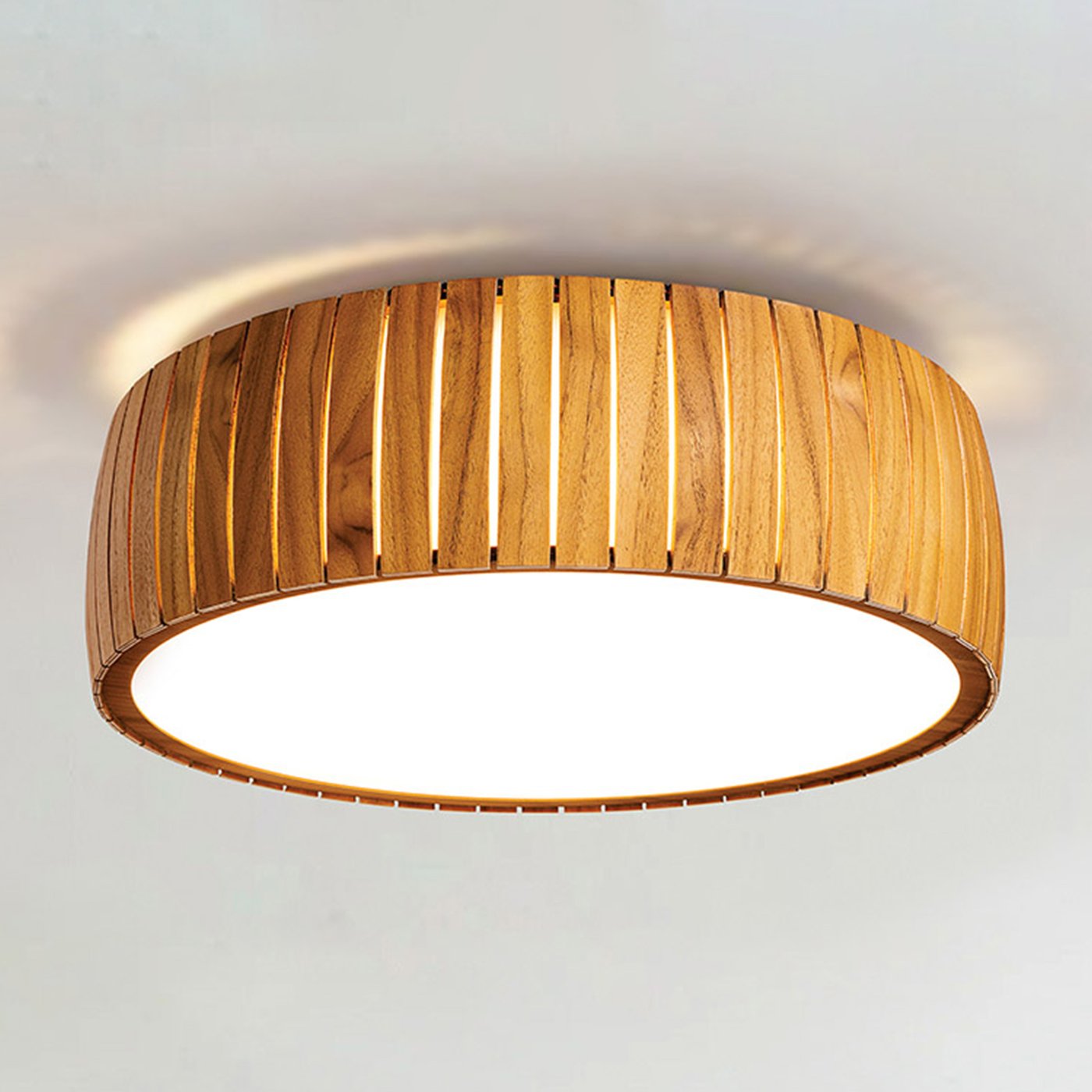 Elstead Lighting Barrel ceiling light, LED matt white/teak - QN-BARREL ...