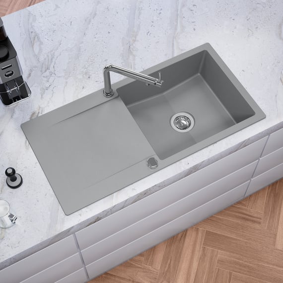 evineo line 400 kitchen sink with side storage surface W: 100 D: 50 cm ...