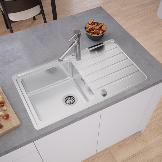 evineo m40 kitchen sink with side storage surface W: 86 D: 50 cm ...