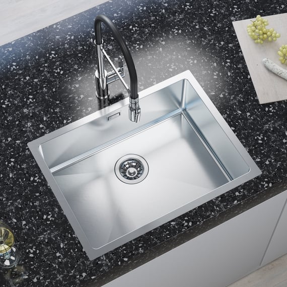 enoova m10 kitchen sink W: 60 D: 45 cm matt stainless steel - EV2104 ...