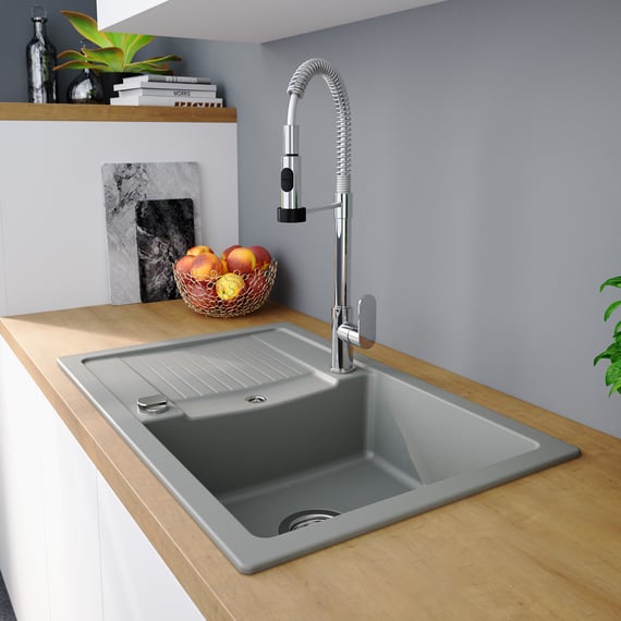 evineo line 500 kitchen sink with side storage space W: 78 D: 50 cm ...
