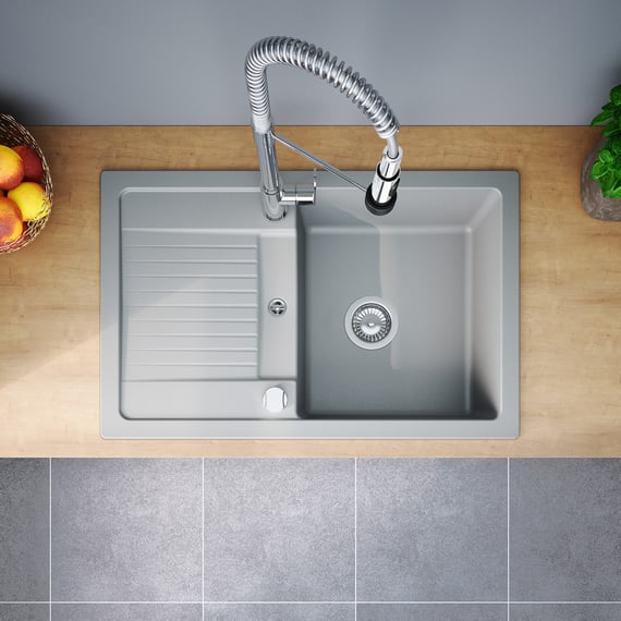 evineo line 500 kitchen sink with side storage space W: 78 D: 50 cm ...