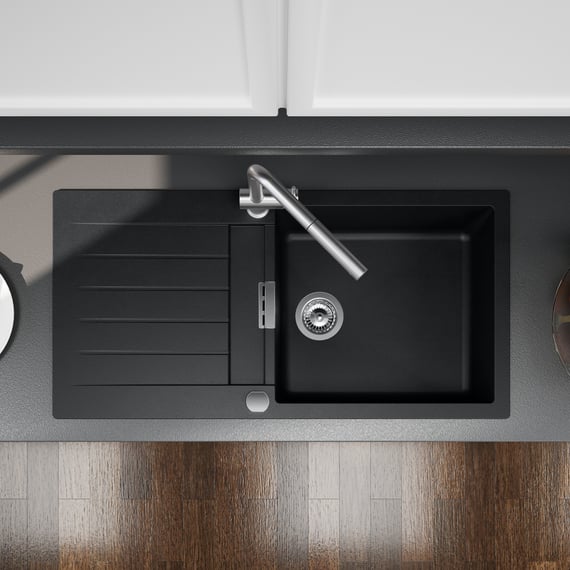 evineo line 550 kitchen sink with side storage surface W: 100 D: 50 cm ...