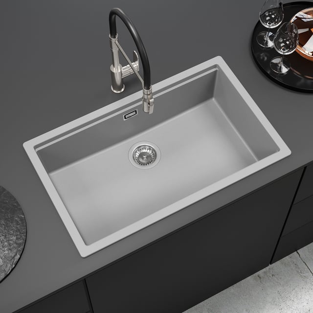 evineo line 150 kitchen sink W: 75.6 D: 45.6 cm grey - LAN100XLGR | REUTER