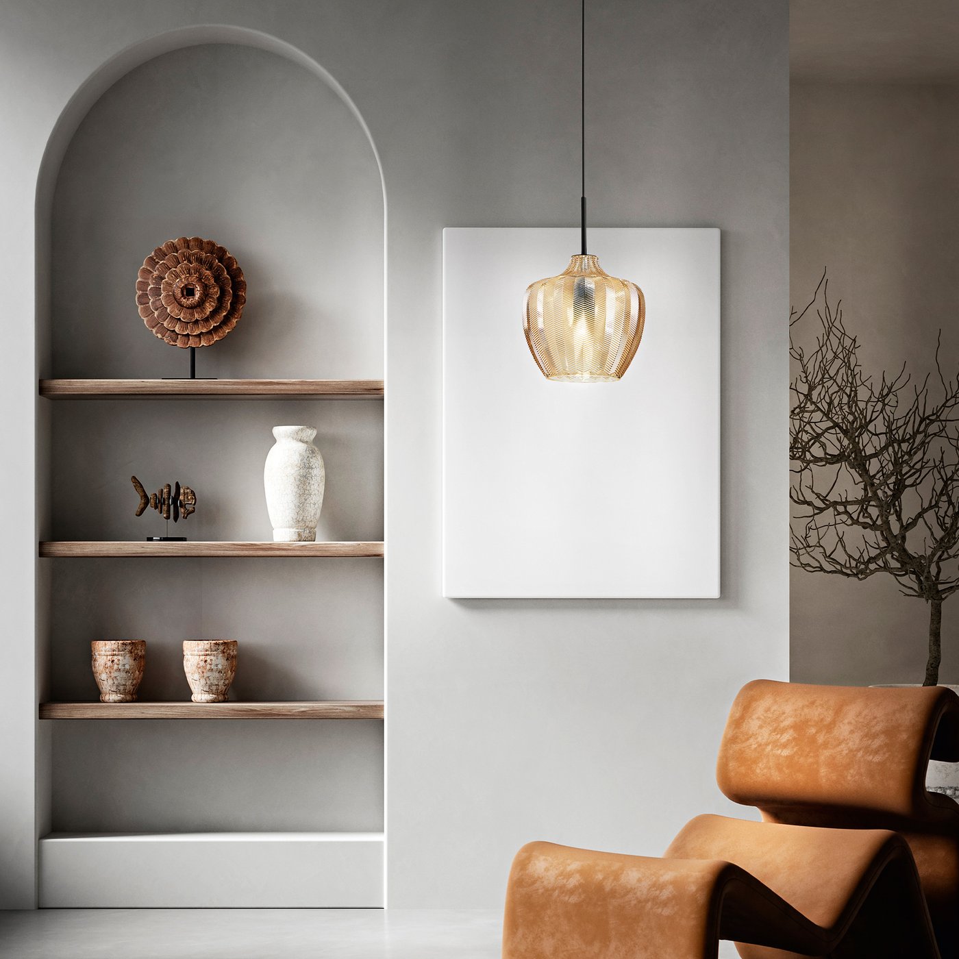 FABAS LUCE Gallura Pendelleuchte, E27 bernstein - 3722-40-125 | REUTER