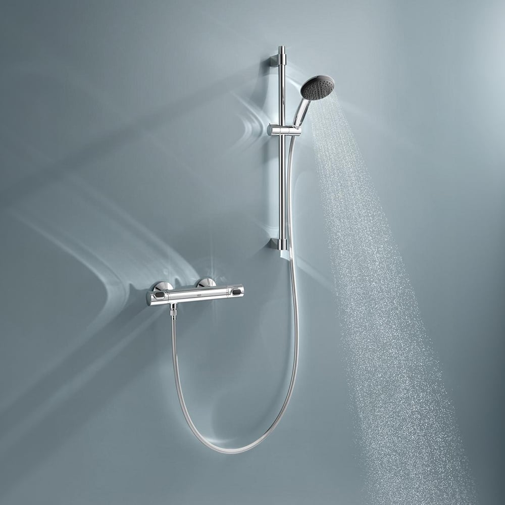 Grohe Precision Flow exposed shower fitting with thermostat with EcoJoy ...