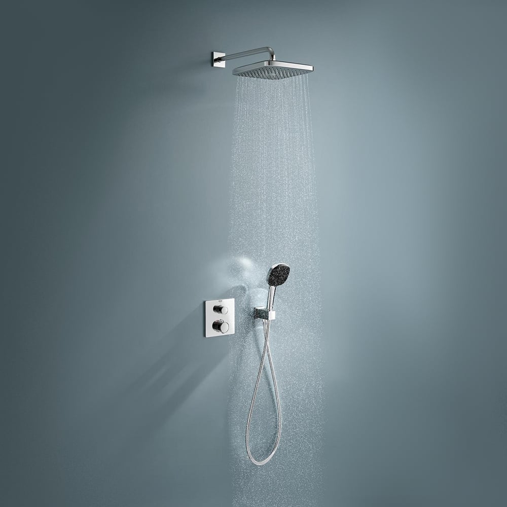 Grohe Precision concealed shower system with thermostat chrome/matt ...