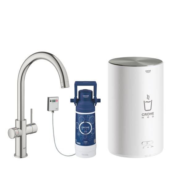 Grohe Red kitchen fitting, with hot and filter system, can be swivelled ...