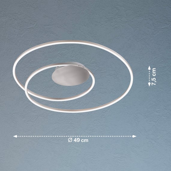 FISCHER & HONSEL Holy LED ceiling light with CCT matt nickel/matt white ...
