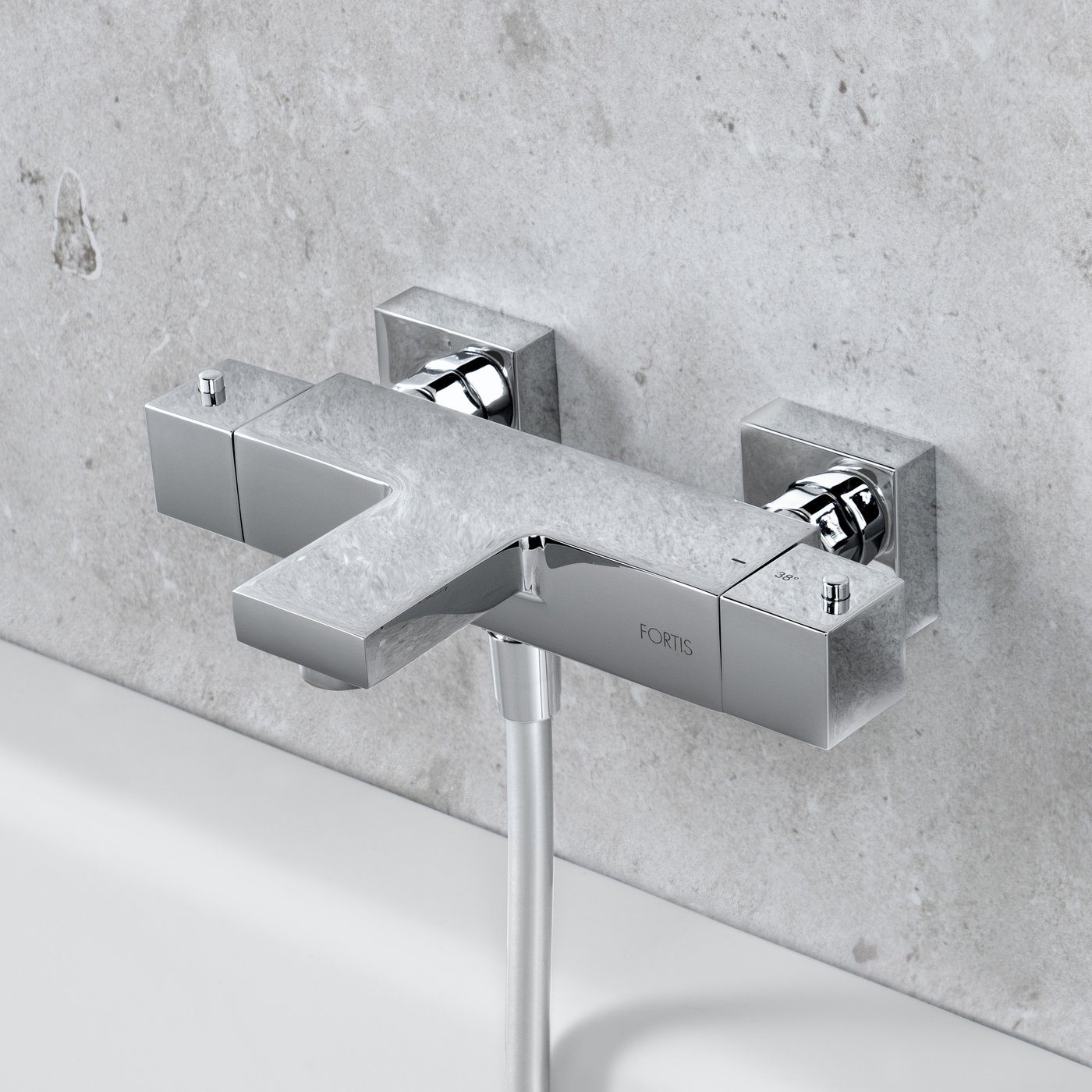 Fortis exposed bath thermostat for 2 oulets, square chrome - 84111THPC ...