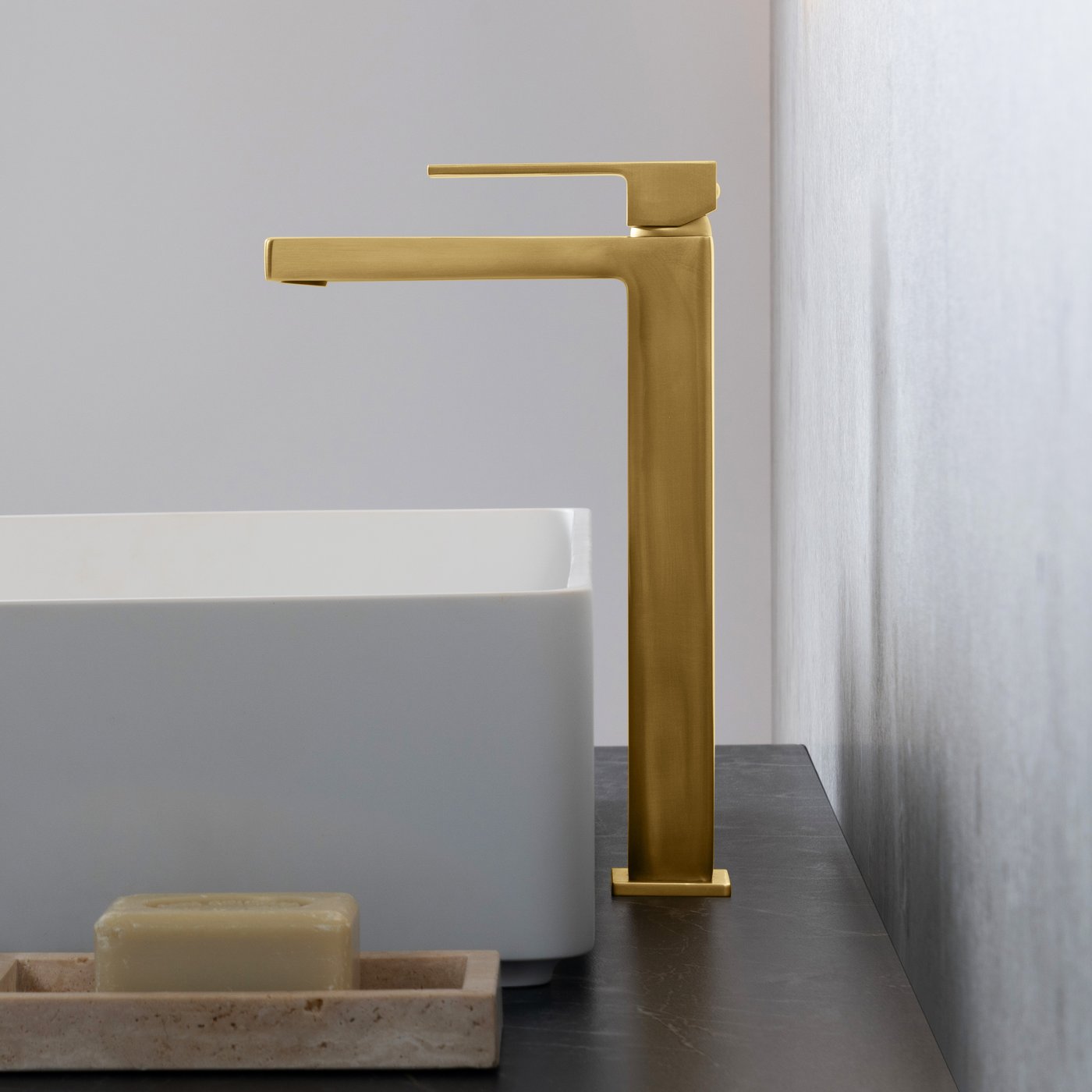 Fortis Scala Extra Large basin fitting with tall pillar PVD brushed ...