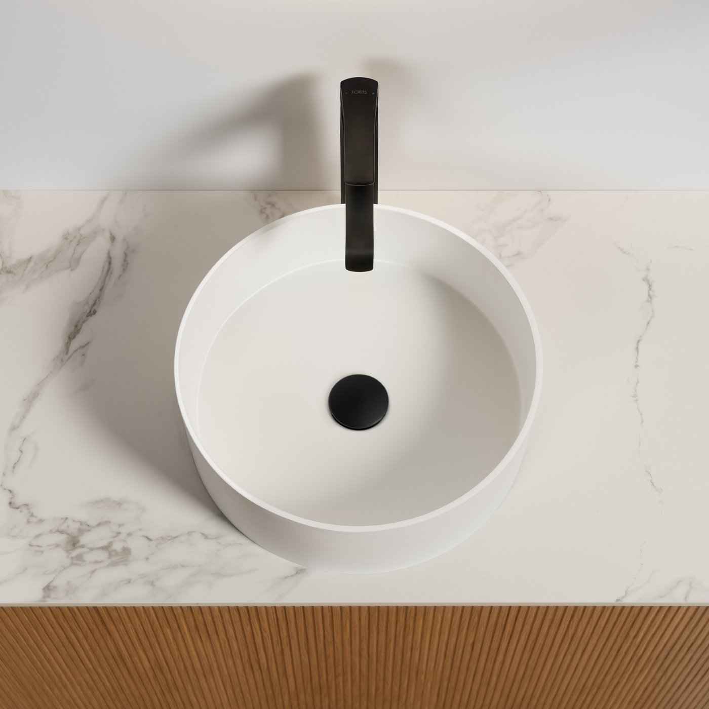 Fortis Fiera Extra Large basin fitting with tall pillar matt black ...