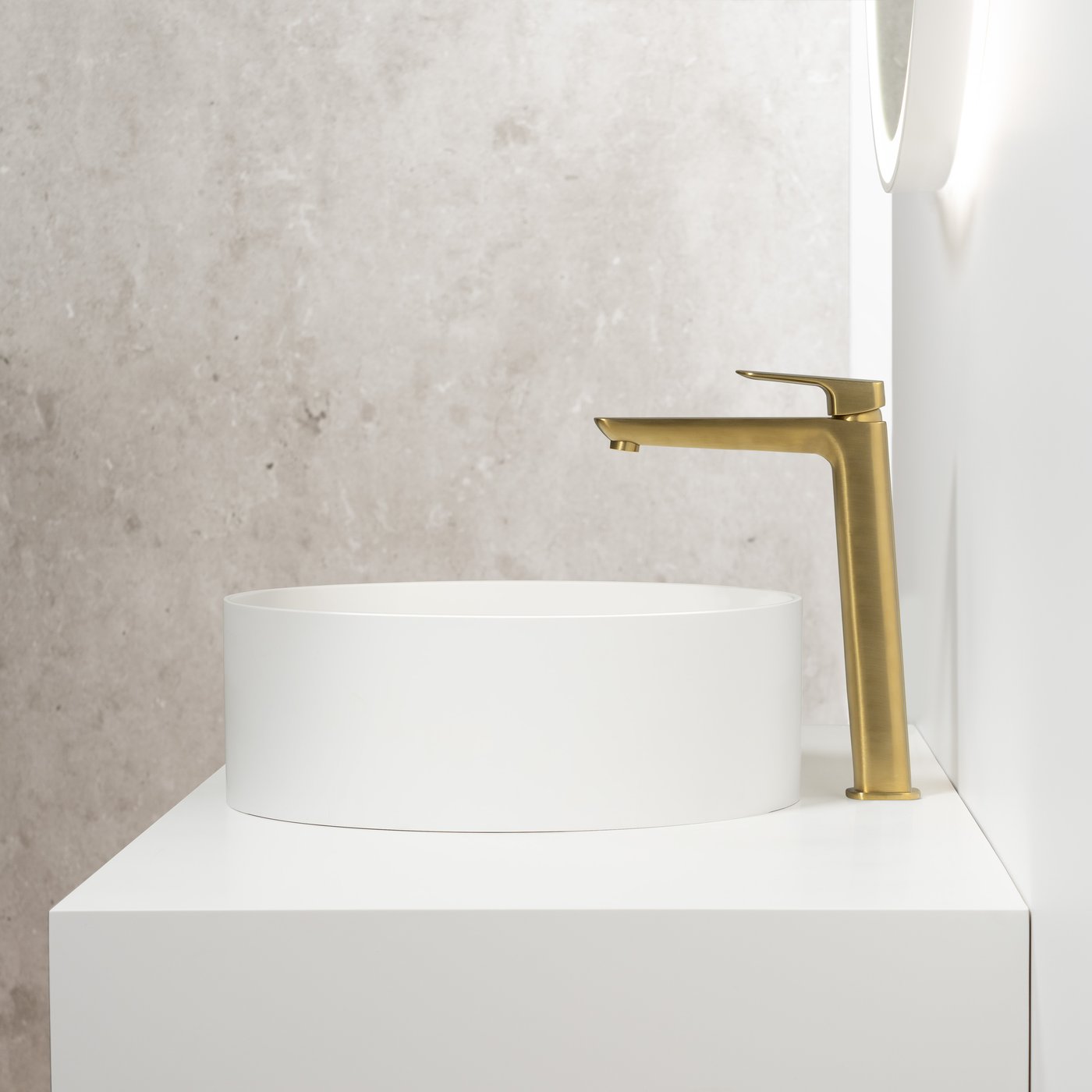 Fortis Mosa Extra Large basin fitting with tall pillar PVD brushed gold ...
