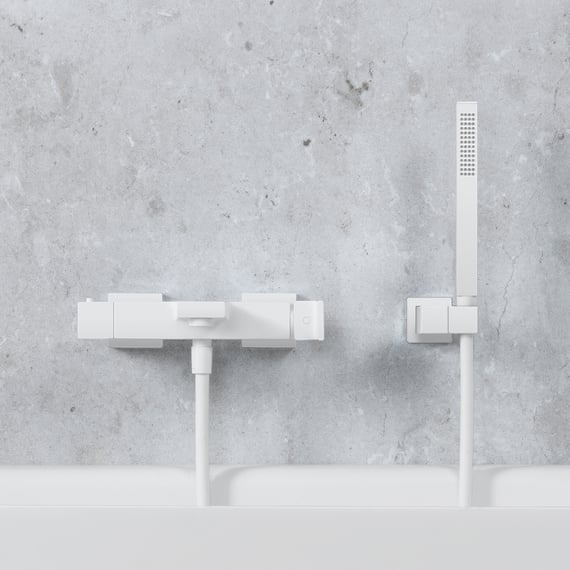 Fortis Scala exposed, single-lever bath mixer matt white - 8411100MW ...