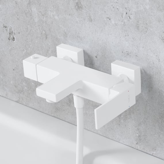 Fortis Scala exposed, single-lever bath mixer matt white - 8411100MW ...