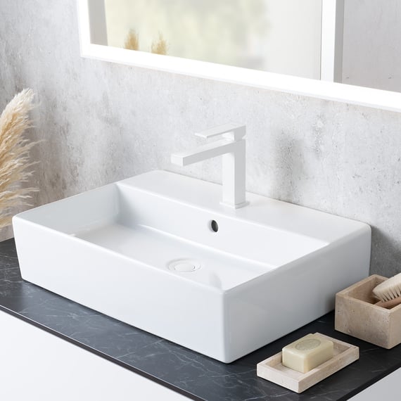 Fortis Scala Medium basin mixer without waste set, matt white ...