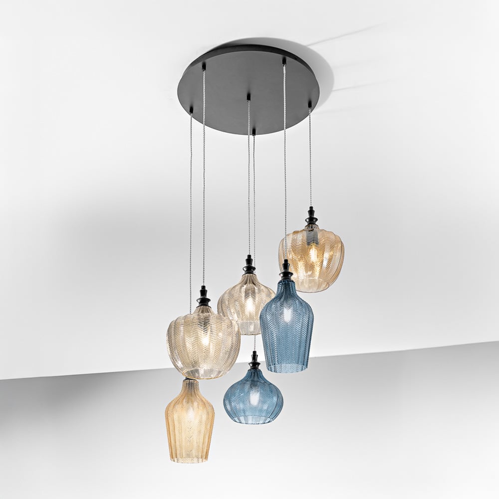 GEA LUCE CLEOFE pendant light, 6 heads, E27 dimmable, amber - FCLSM6 ...
