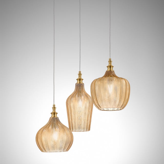 GEA LUCE CLEO pendant light, 3 heads, E27 dimmable, amber - FCLSM3 | REUTER