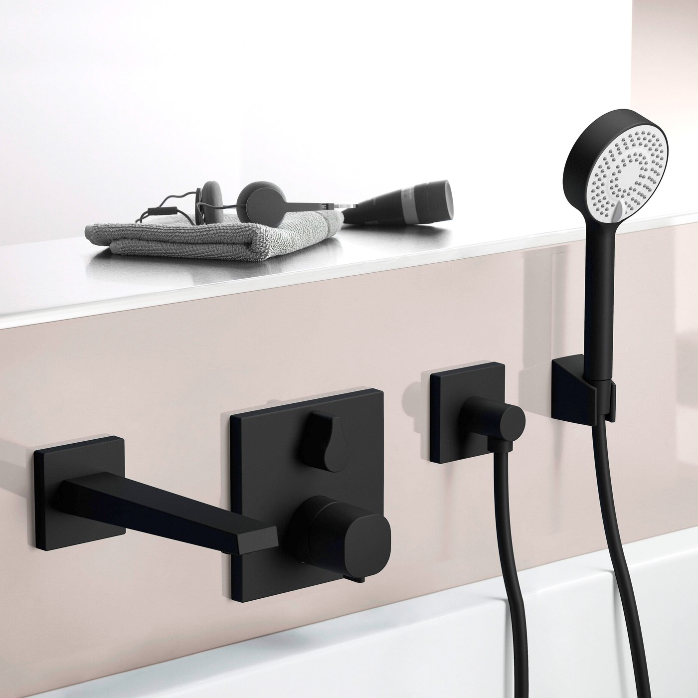 Hansa Loft concealed shower fitting with thermostat matt black ...
