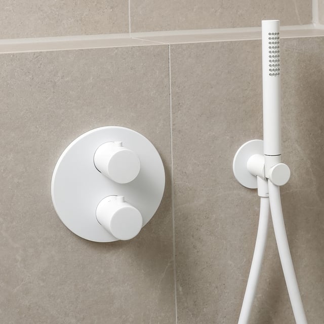Herzbach DEEP concealed shower fitting with thermostat matt white - 23 ...