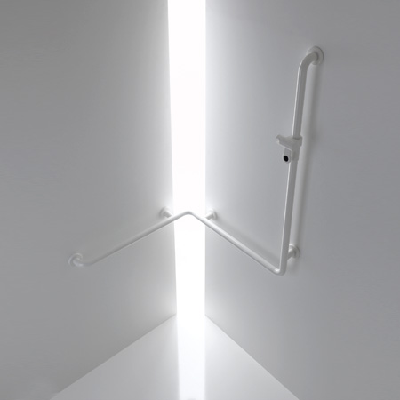 Hewi 801 shower rail, with grab rail light grey - 801.35.210 97 | REUTER