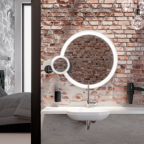 Hewi Universal beauty mirror, with lighting, 5x magnification with ...