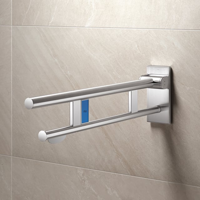 Hewi System 900 grab rail with toilet roll holder, with flush actuation ...