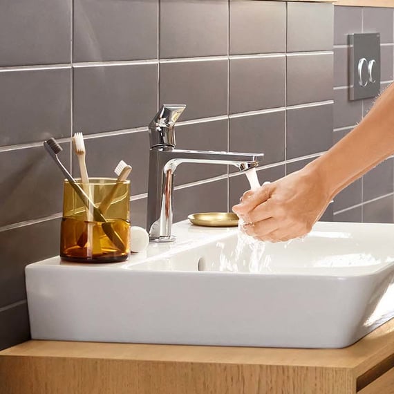hansgrohe Rebris E basin fitting 110 CoolStart with EcoSmart, with pop ...