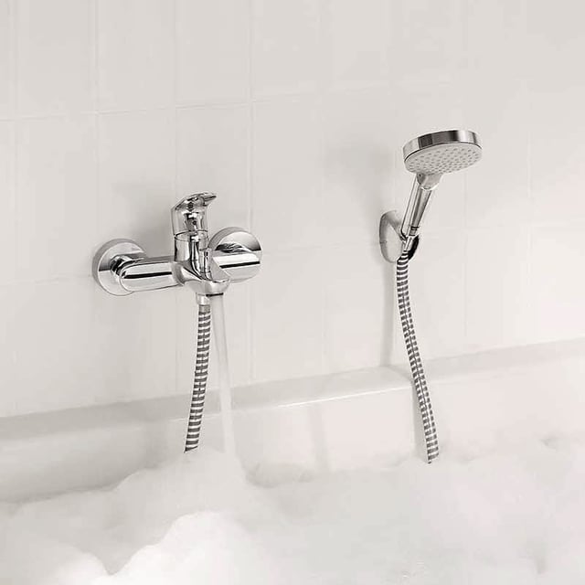 hansgrohe Rebris S exposed bath fitting, single-lever mixer chrome ...