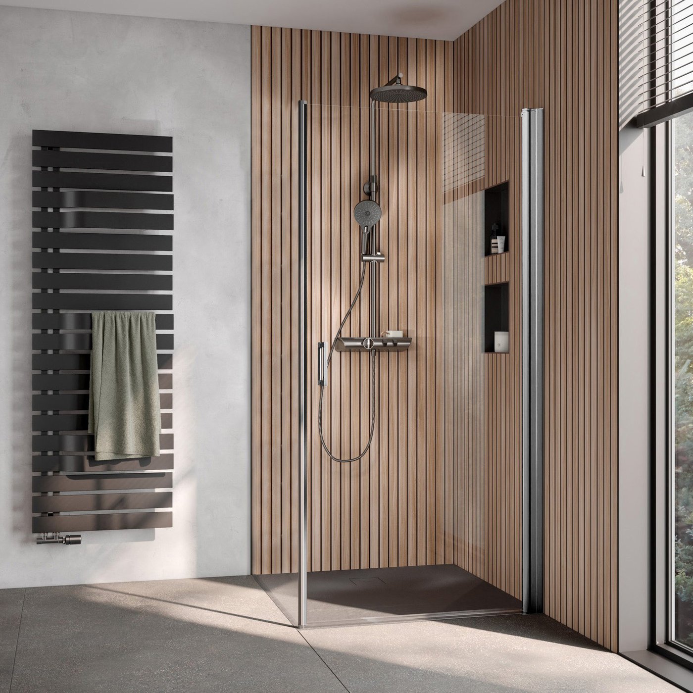 HSK Exklusiv 2.0 swing door, for side panel with shield coating, light ...