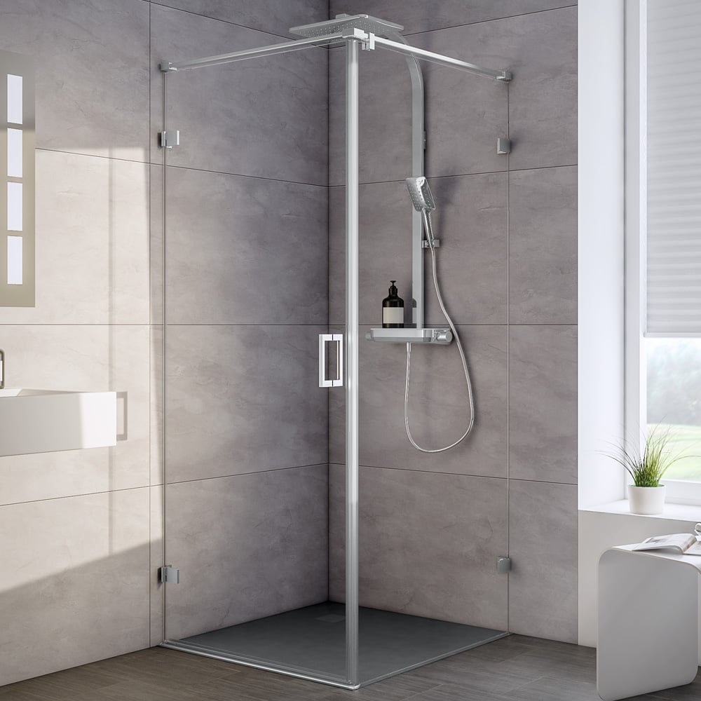HSK Atelier Plan Pur hinged door, with side panel light clear ...