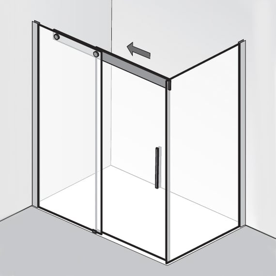 HSK K2P sliding door, with side panel with shield coating, light clear ...