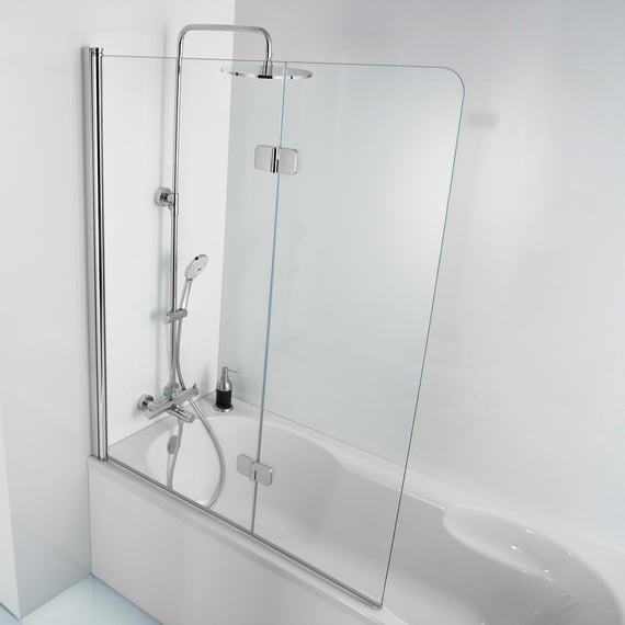HSK Premium Softcube bi-fold bath screen 2 part TSG light clear with ...