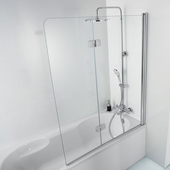 HSK Premium Softcube bi-fold bath screen 2 part TSG light clear with ...