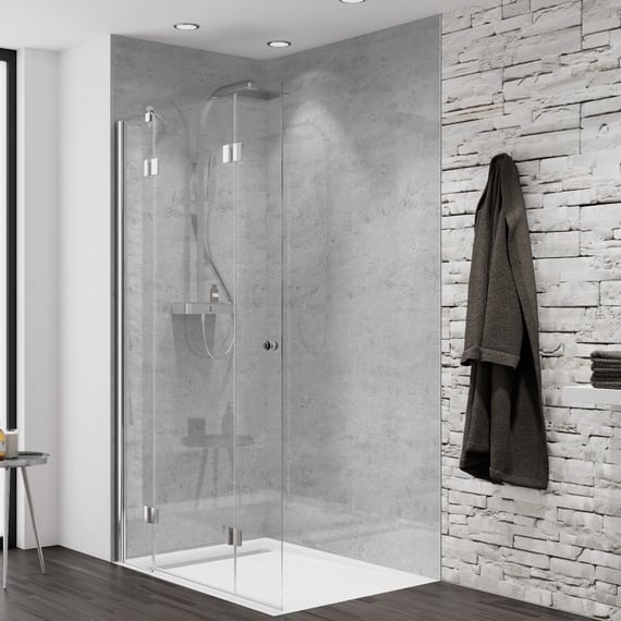 HSK RenoDeco wall panel finestone look, finestone ash grey high gloss ...