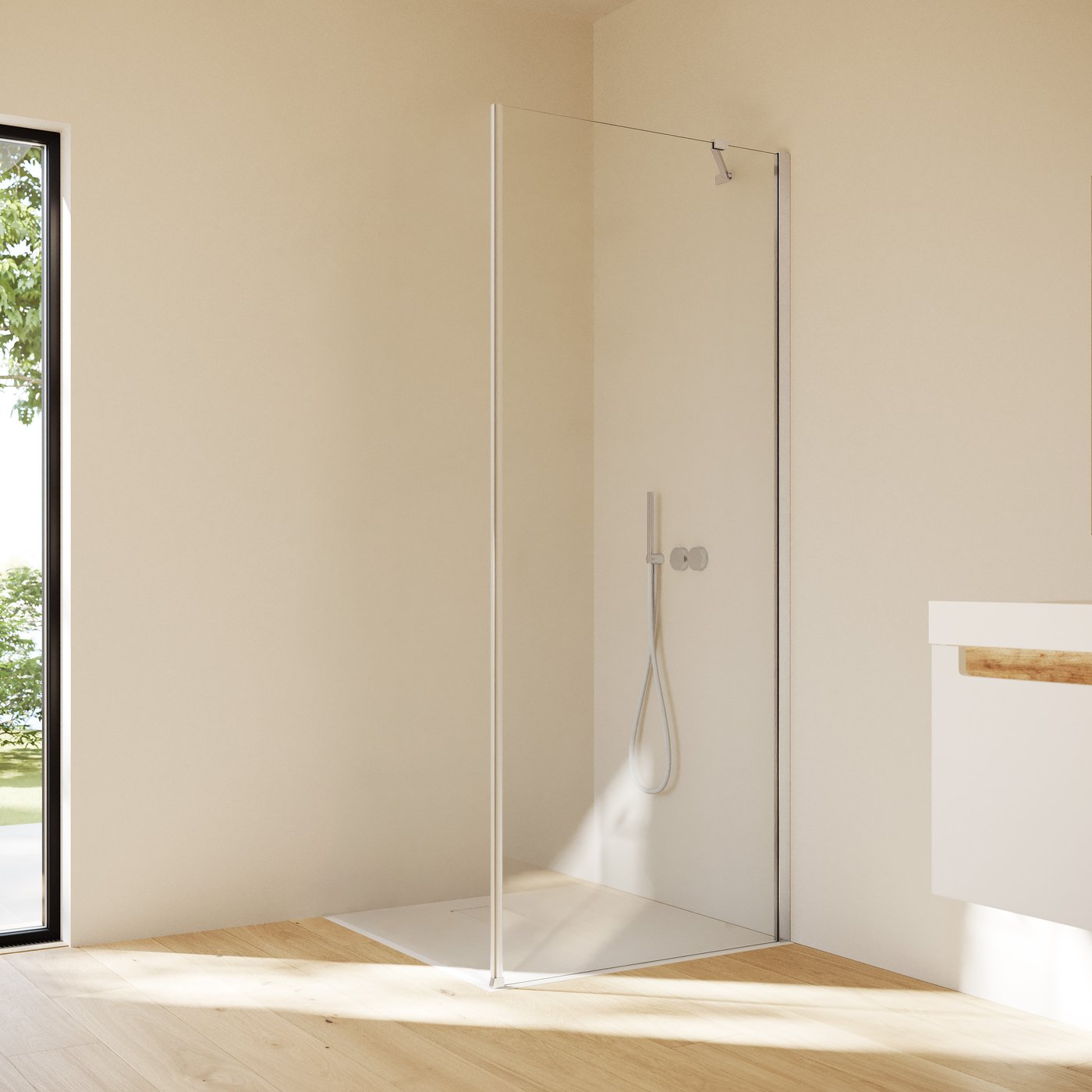 HÜPPE Vista side panel, for swing door with ANTI-PLAQUE, clear, silver ...