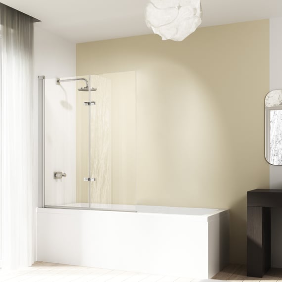 HÜPPE Design elegance bath screen, movable clear, matt silver ...