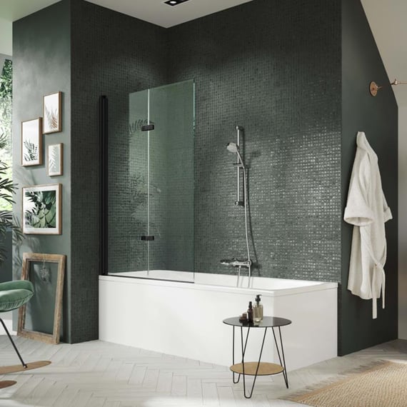 HÜPPE Design pure bath screen, movable clear, black edition ...