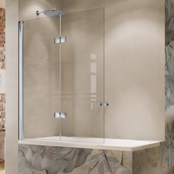 HÜPPE Solva bath screen, movable clear, silver high gloss ...