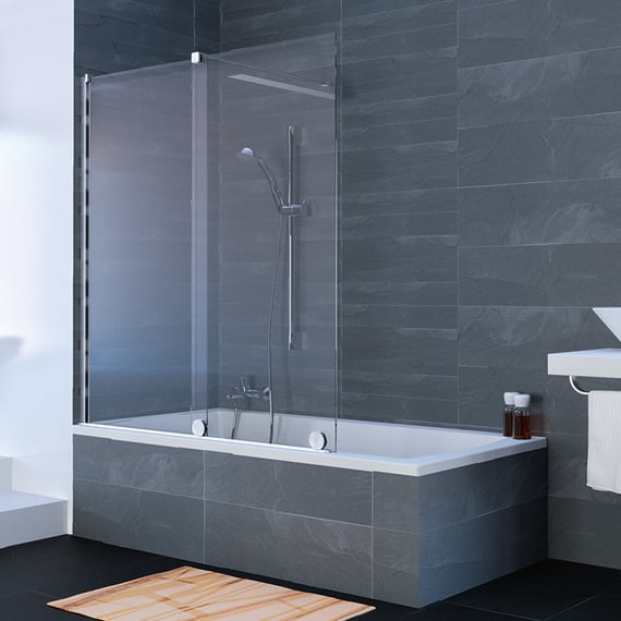 HÜPPE Xtensa pure bath screen, movable clear, silver high gloss ...