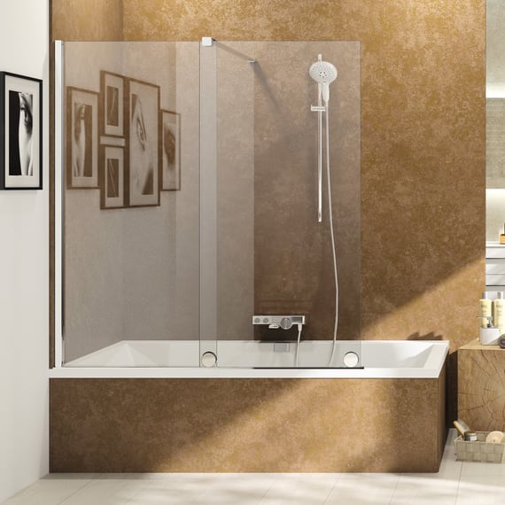 HÜPPE Xtensa pure bath screen, movable clear, silver high gloss ...