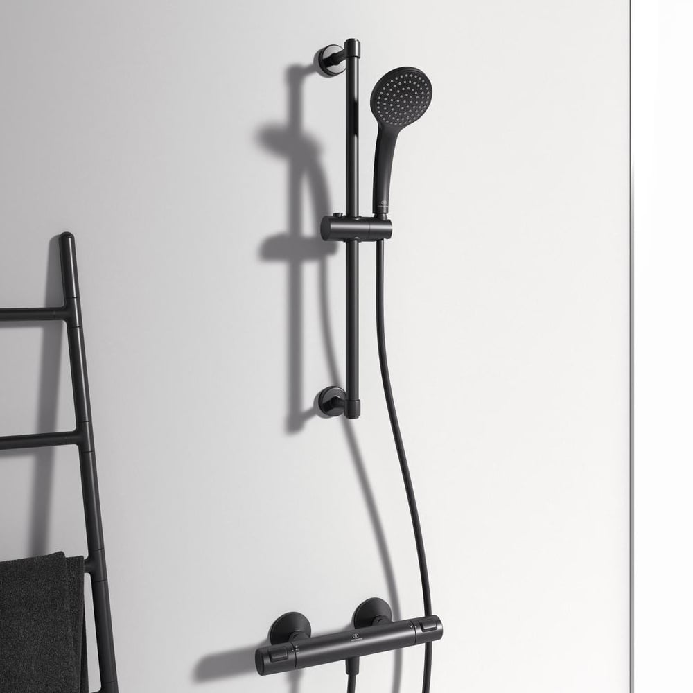 Ideal Standard Idealrain Set de douche avec barre, 1 jet soie noir ...