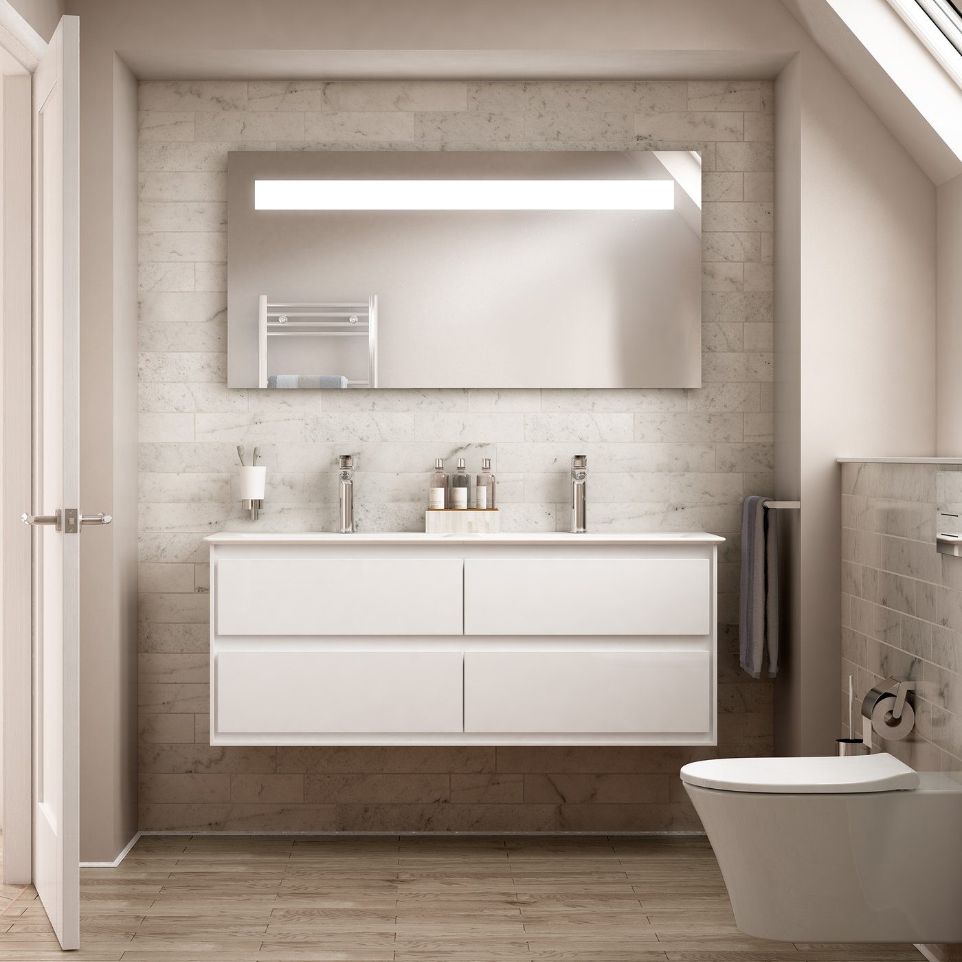 Ideal Standard Connect Air double washbasin with Ideal Plus, white ...