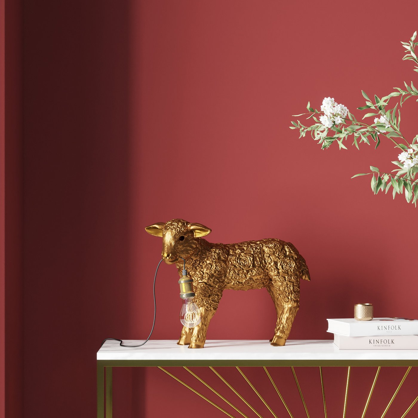 KARE Design Animal Flower Sheep Tischleuchte, E27 gold - 53707 | REUTER