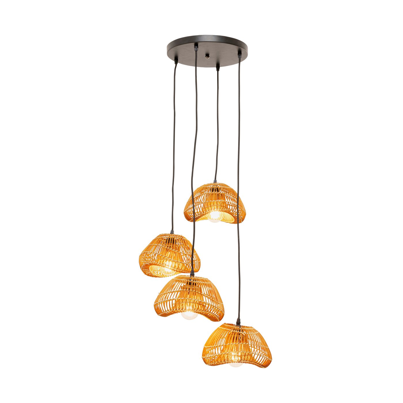 KARE Design Aloha Drop pendant light, E27 4 heads dimmable, natural ...