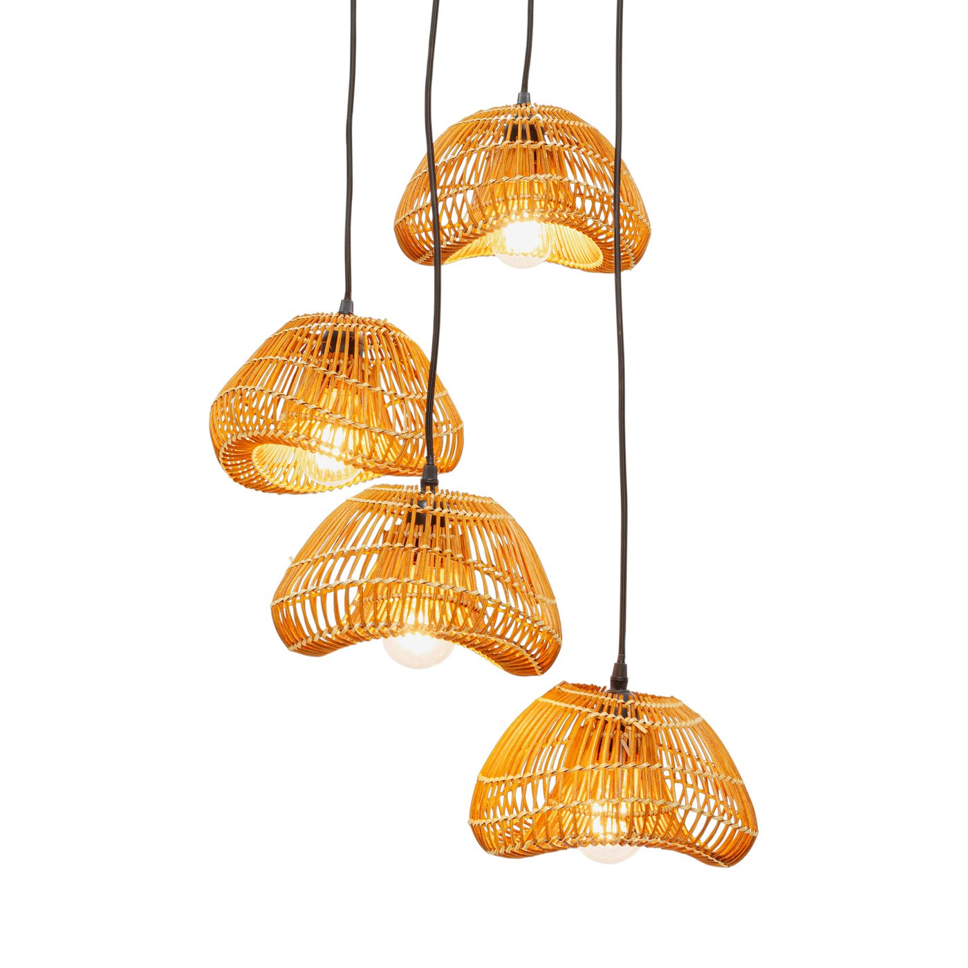 KARE Design Aloha Drop pendant light, E27 4 heads dimmable, natural ...