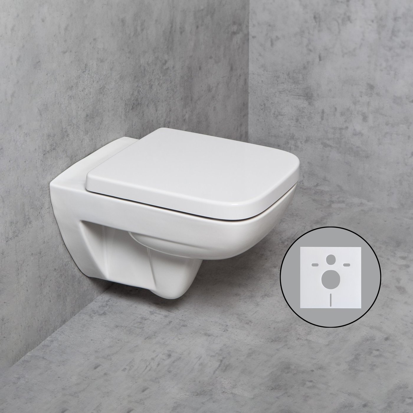 Geberit Renova Plan Wand-WC, SET mit Zubehör mit WC-Sitz, weiß ...