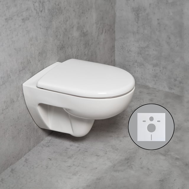 Geberit Renova Wand-WC, SET mit Zubehör mit WC-Sitz, weiß - 203050000 ...